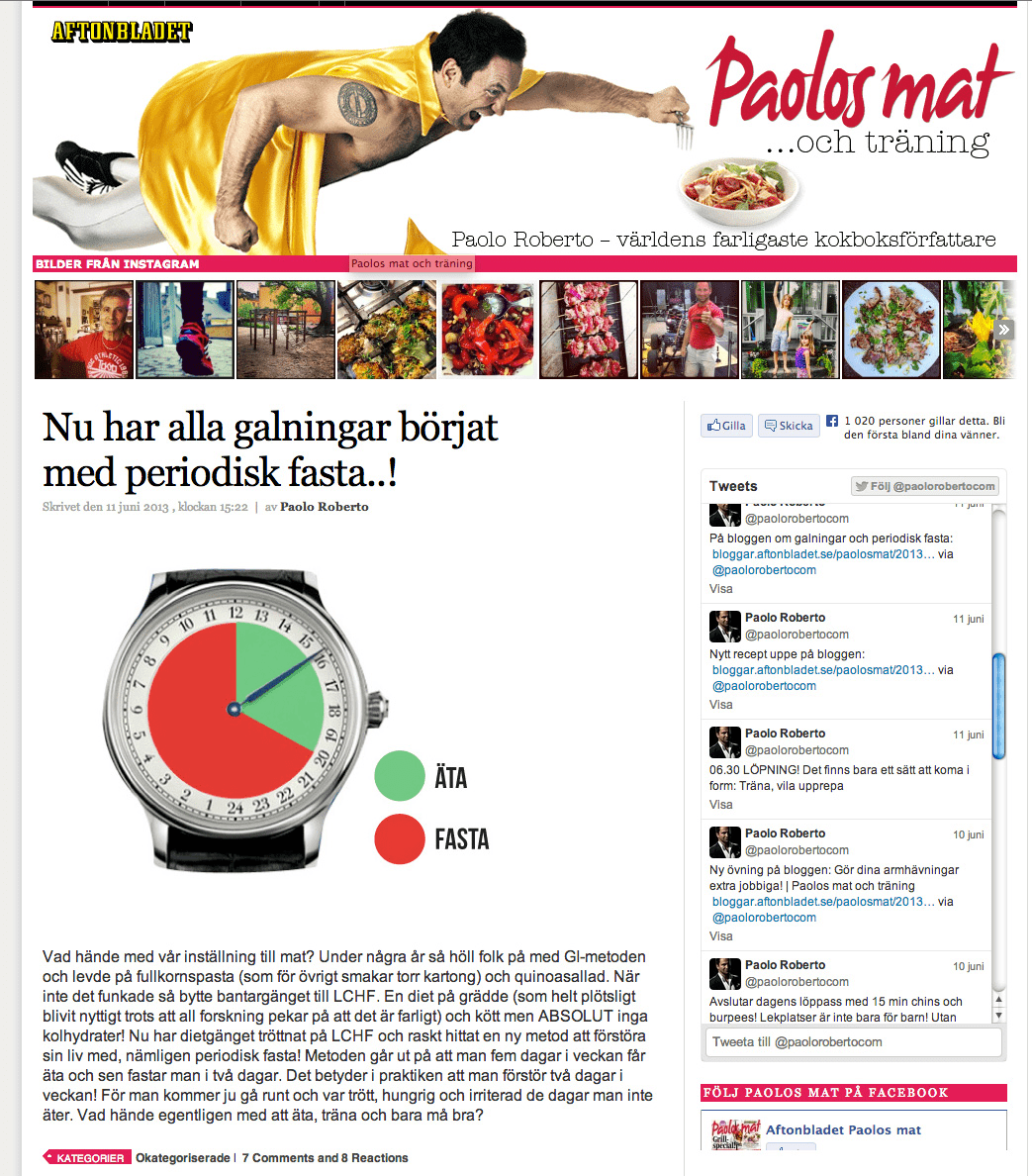 Paolo Roberto sågar periodisk fasta. Såklart. - ceciliafolkesson.se ...